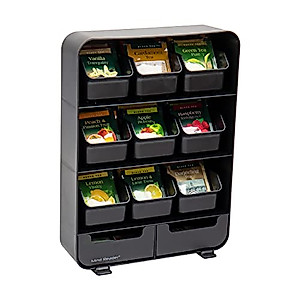 Mind Reader 9 Removable Drawers Tea Bag holder and Condiment Organizer, Black