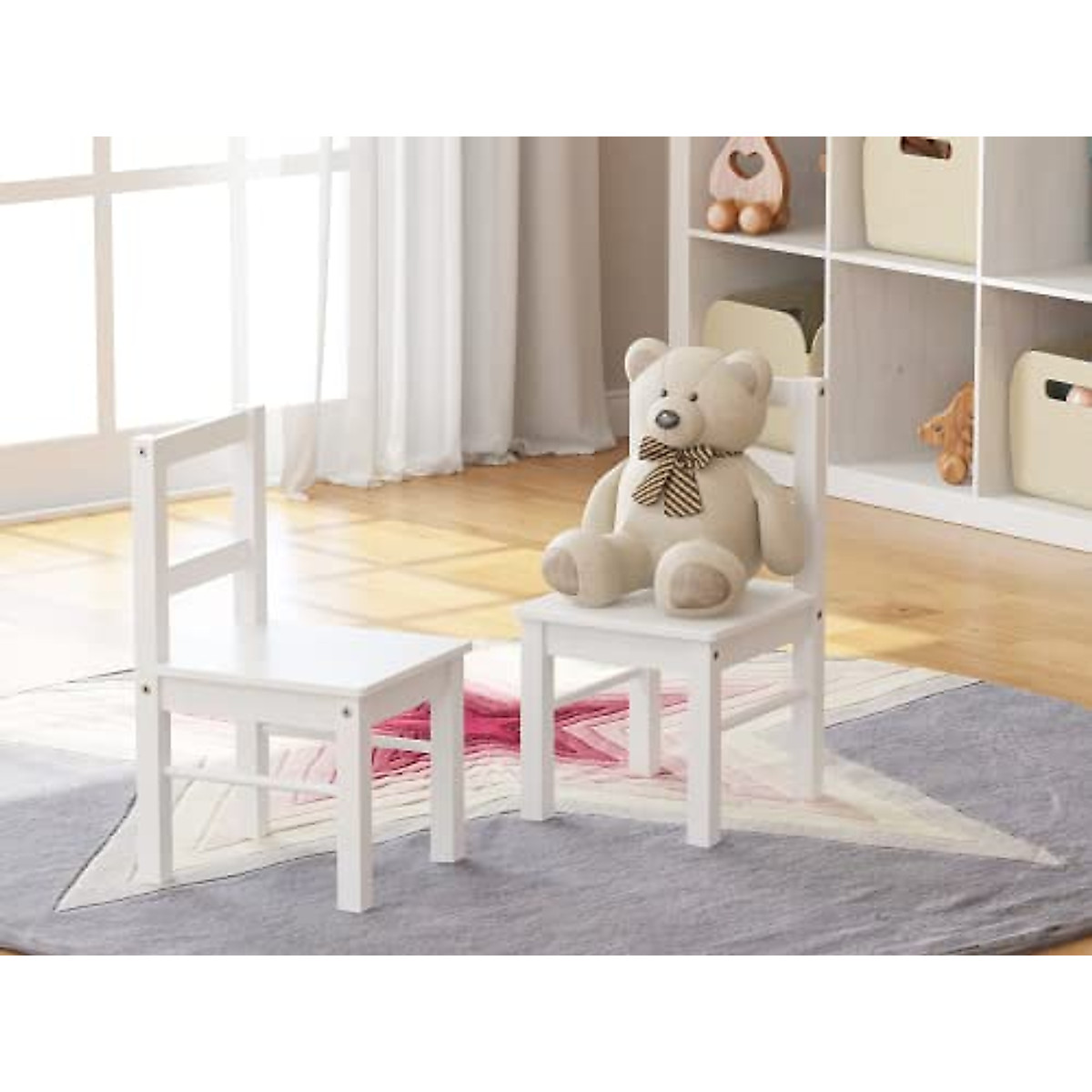 UTEX Child's Wooden Chair Pair for Play or Activity, Set of 2, White …