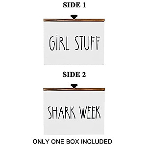 Tampon Holder for Bathroom, Farmhouse Bathroom Storage Container, Rustic Wood Bathroom Storage Bin with Lid, Movable Partition Feminine Product Organizer, Tampon Storage Container for Bathroom(Stay-A)