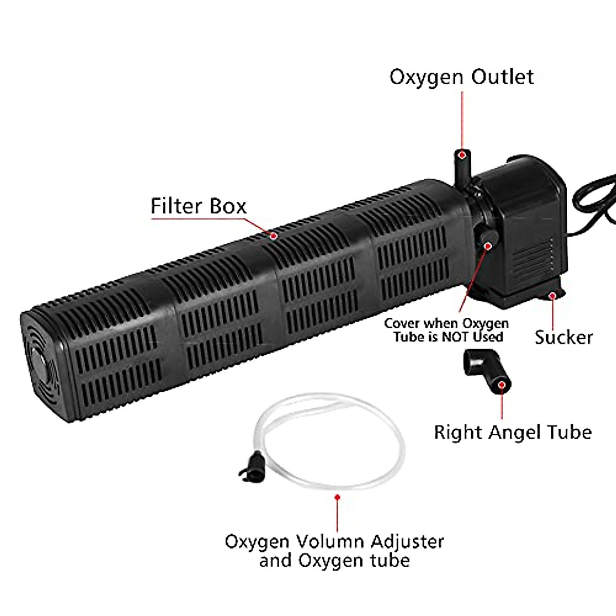 EmmaWu 480 GPH Submersible Aquarium Internal Filter Pump for (Up to 160 Gallon) Fish and Turtle Tank and Pond with Chemical, Physical, and Biological Filtration