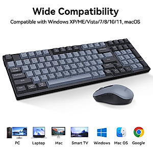 AUSDOM Wireless Mouse and Keyboard Combo - Wireless Computer Keyboard, Plug and Play, 3 DPI Adjustable Quiet Mouse, Cordless Silent Keyboards with Numeric Keypad for PC/Laptop/Windows/Mac OS, 98 Keys