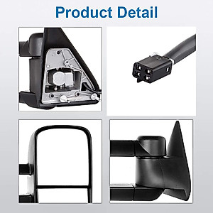 ECCPP Replacement fit for Towing Mirrors Power 88-98 Chevy/GMC C/K1500 88-00 C/K2500 3500 92-99 Suburban C/K1500 2500 Tahoe Yukon Truck/2000 Chevy Tahoe GMC Yukon V8 5.7L