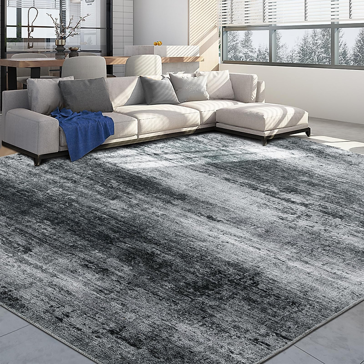 BALAPET 10x14 Modern Abstract Area Rug for Living Room Bedroom, Large Machine Washable Boho Floor Carpet with Non-Slip Backing for Indoor Office Dining Room, Home Deco Non-Shedding