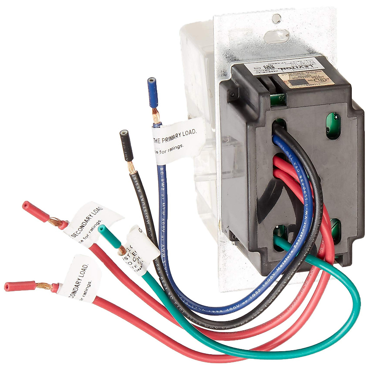 Leviton ODS0D-IDW Dual-Relay, Decora Passive Infrared Wall Switch Occupancy Sensor, 180 Degree, 2100 sq. ft. Coverage, White