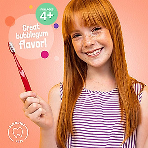 Vitaminpaste Kids Toothpaste with Daily Multivitamins B3, B5, B6, D, E, Xylitol, Calcium, Fluoride Free, Fresh Breath, Fights Tarter, Anti-Cavity, Safe to Swallow, 4.1oz, Bubble Gum Flavor