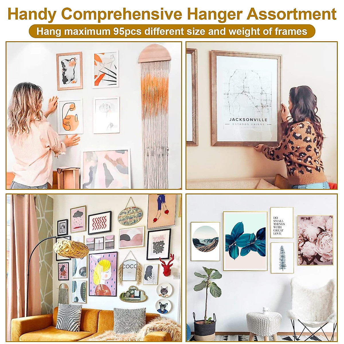 MAPVOLUT 372 PCS Picture Hanging Kit, Christmas Decorations Indoor Outside Picture Hangers, Heavy Duty Picture Frame Mirror Wall Hanging Hardware Hooks Kit with Nails Sawtooth for Hanging Picture