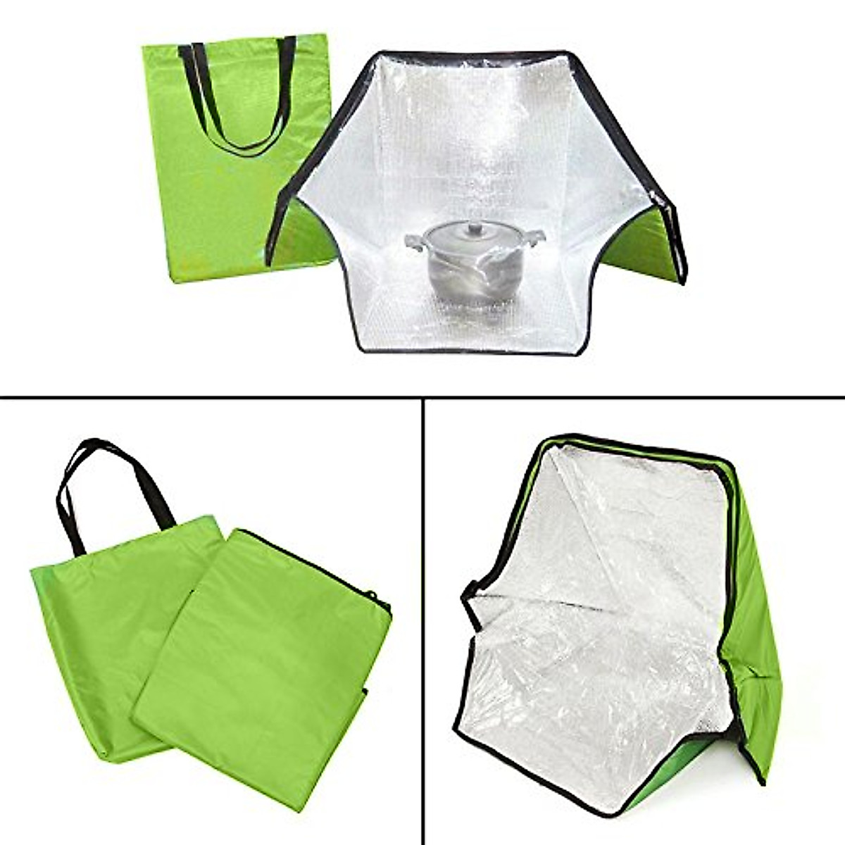 Jwn Green Portable Solar Oven Bag Cooker Sun Outdoor Camping Travel Emergency Tool for Cooking Solar Oven Bag
