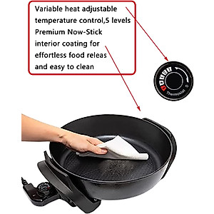 Extra Deep Electric Skillet Nonstick - Adjustable Temperature Control Aluminum Electric Fryer (12 Inch)