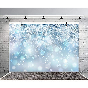 LFEEY 7x5ft Falling Snowflake Portrait Backdrops for Photography Winter Ice Snow Flakes Photo Shoot Newborn Kids Baby Adults Wedding Photo Background Vinyl Photo Booth Props