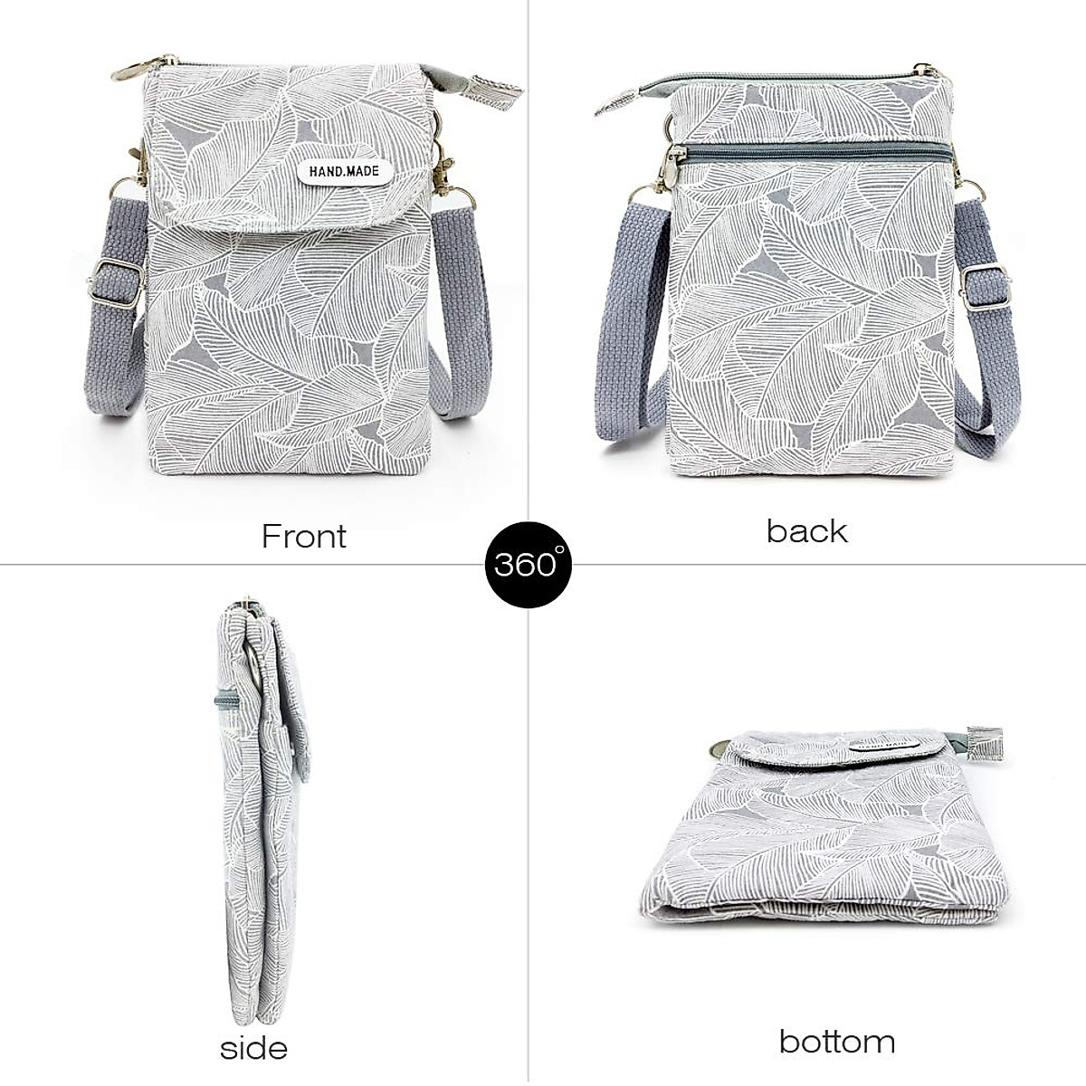 Roomy Cell Phone Purse Wallet Canvas Small Crossbody Purse Bags with Shoulder Strap For Women teen girlsl (A-gray)