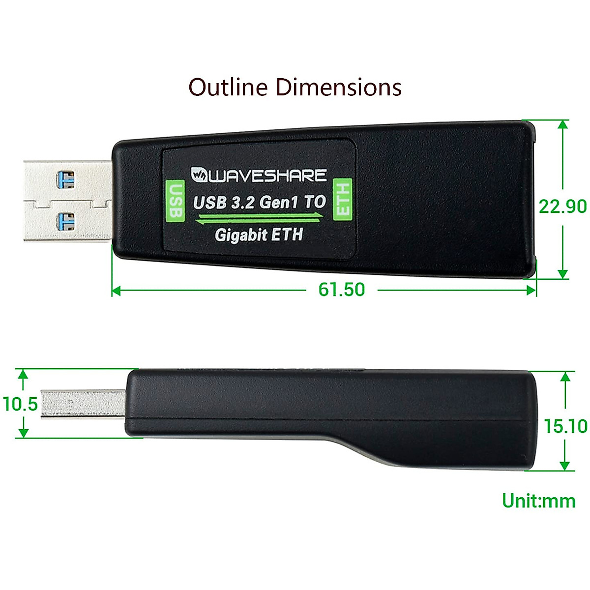 Bicool USB 3.2 Gen1 to Gigabit Ethernet Converter,RTL8153 Controller 101001000Mbps Network Standard, Driver-Free,Plug and Play,Support Multi Systems Win788.110,etc.