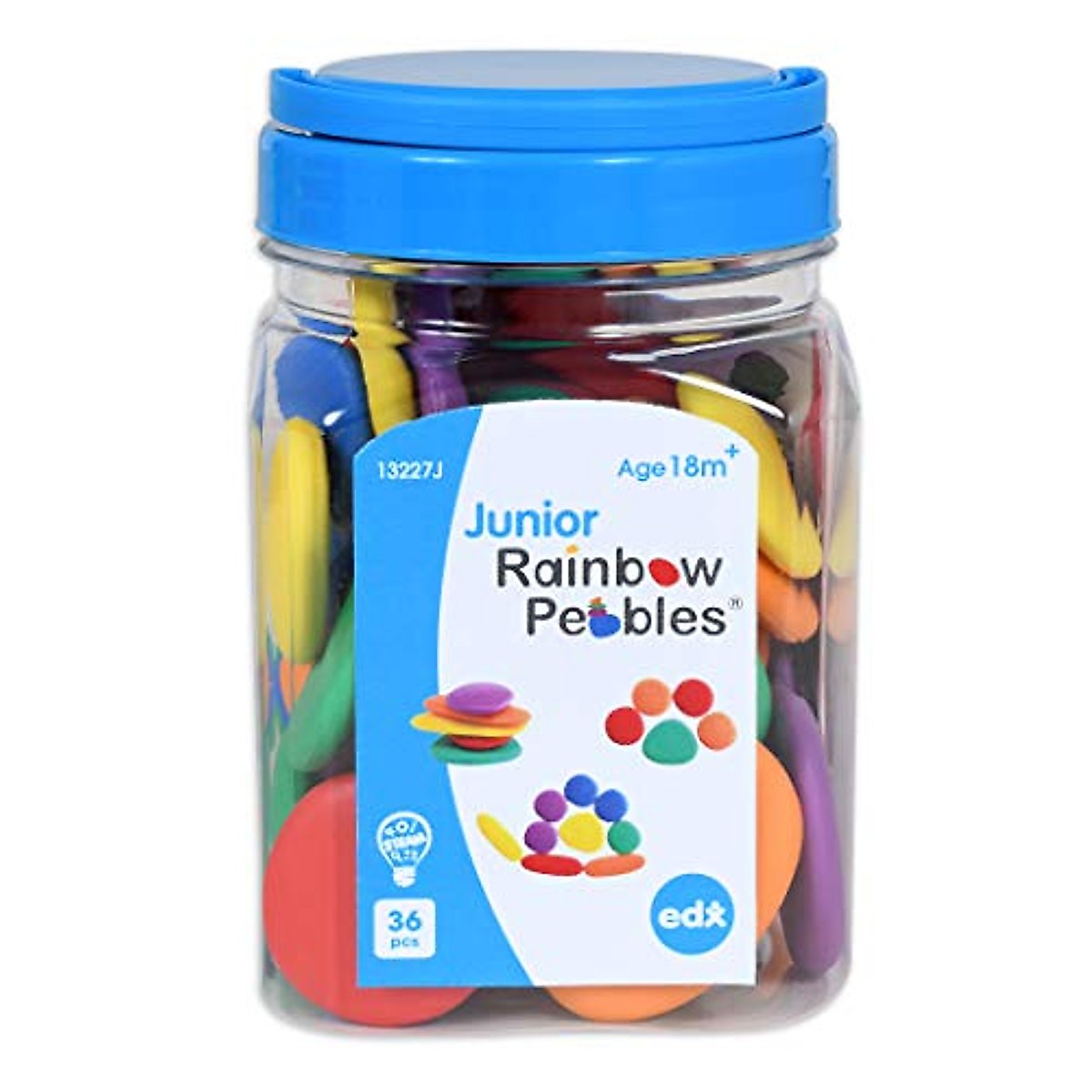 Rainbow Pebbles - Junior - Mini Jar - Ages 18m+ - The Original Sorting and Stacking Stones - First Counting and Sorting Toy