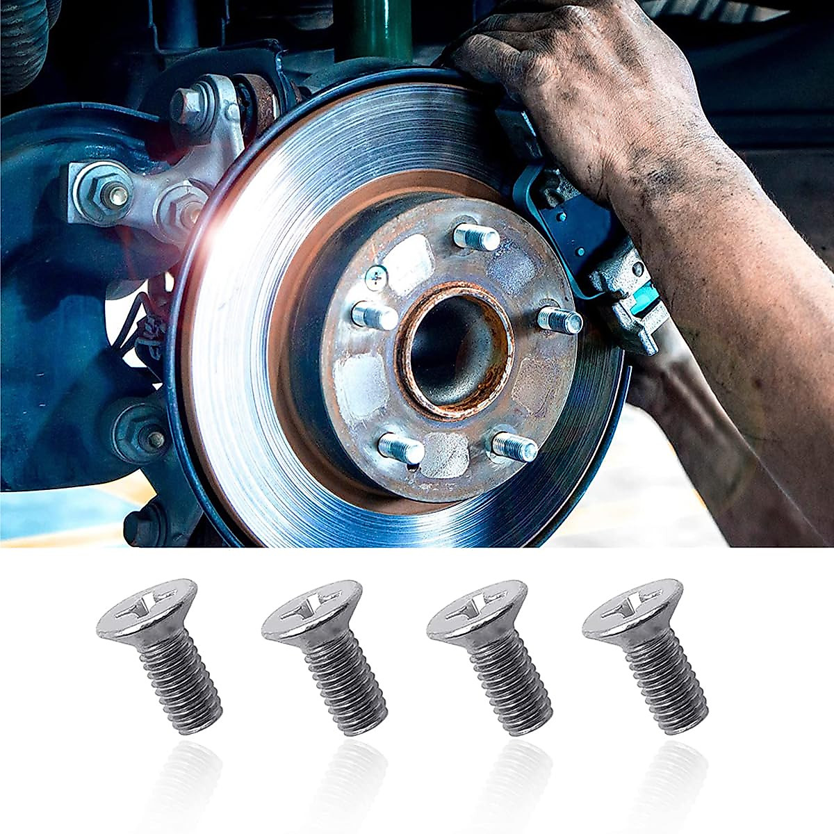 Kewucn 4 PCS Stainless Steel Brake Disc Rotor Screws for Front and Rear, OEM 93600-06014-0H Replacement Accessories, Retaining Screws Set for K3, City, Civic, Accord, Odyssey