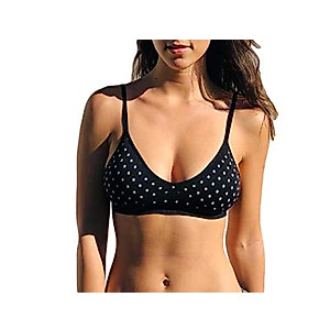 Blue 55 Women's Bralette Wireless Padded Bra Top Sexy Everyday Basic Deep V-Neck (S/M, Polka-Dot)