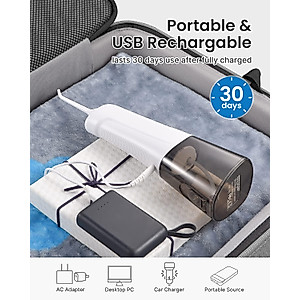 RENPHO Water Dental Flosser Teeth Cleaning, Cordless Oral Irrigator 300ML Portable Rechargeable Electric Waterflosser with 4 Modes 5 Jet Tips, IPX7 Waterproof, USB, Teeth Cleaner Pick for Home Travel