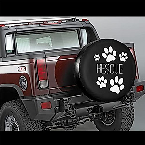 Dog Paw Print Rescue Tire Cover Spare Wheel Tire Cover Protectors Waterproof and Dustproof for,Truck, Trailer Rv, SUV 16 Inch