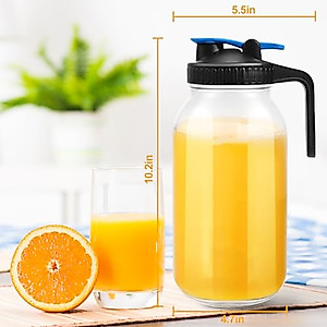 64 OZ Mason Jar Pitcher Wide Mouth, Glass Mason Jar Pitcher with Airtight Lid - 2 Quart Pitcher for Iced Tea, Cold Brew, Sun Tea, Juice, Coffee
