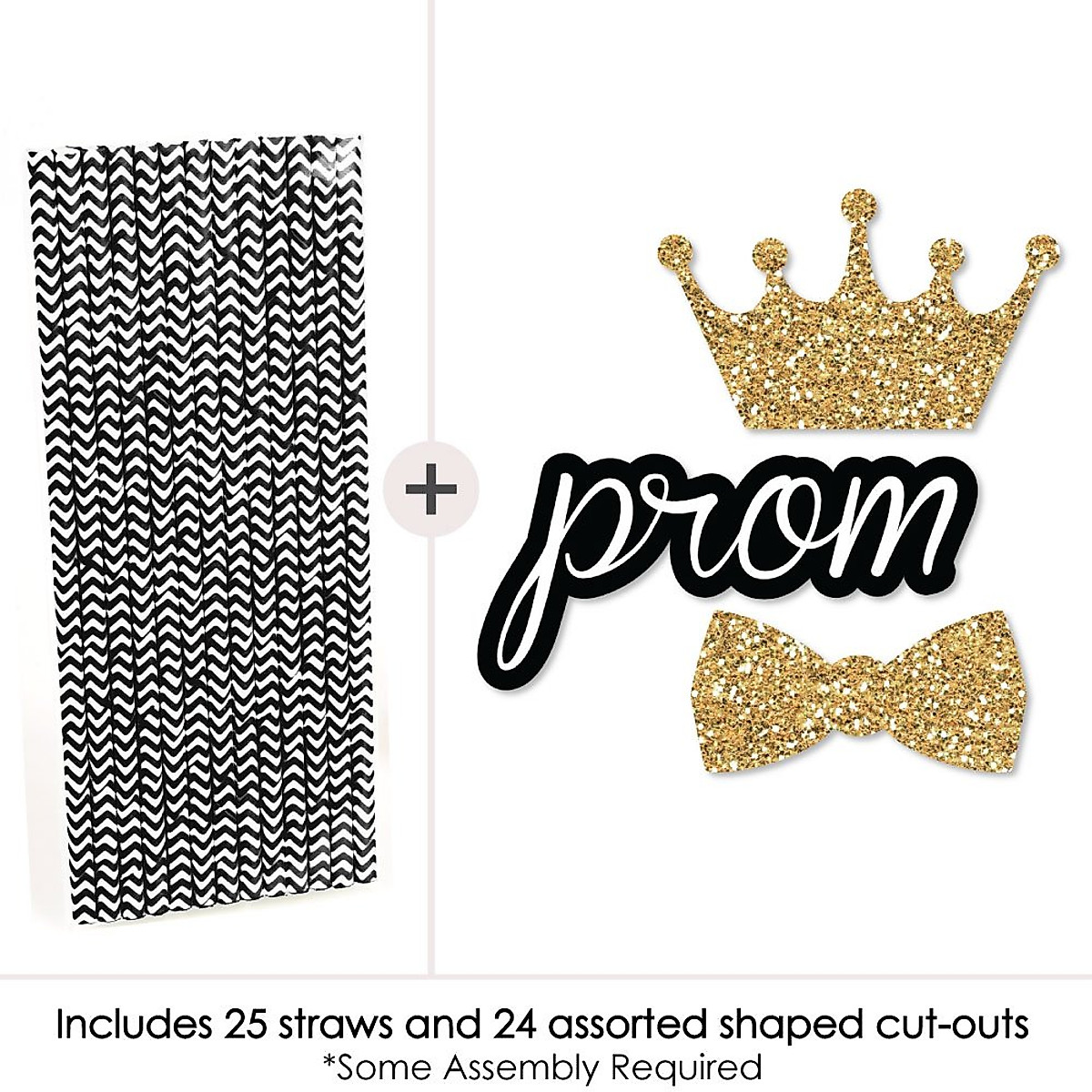 Prom - Paper Straw Decor - Prom Night Striped Decorative Straws - Set of 24