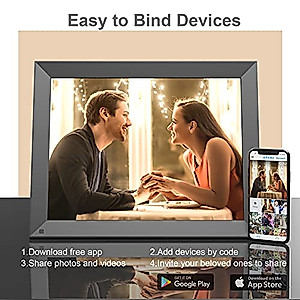 Digital Photo Frame 15-inch WiFi Digital Picture Frame - Large Digital Photo Frames, Touch Screen, 16GB, Share Photos and Videos Via App or Email, Wall Mountable Home Dector, Birthday Gifts for Wife