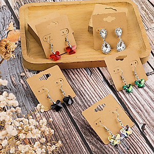 100 Pcs Earring Cards for Selling Hanging Earring Display Cards Kraft Paper Earring Card Holder Blank Paper Cards with 6 Holes Cardboard Earring Holders for Selling Earring DIY Crafts Retail