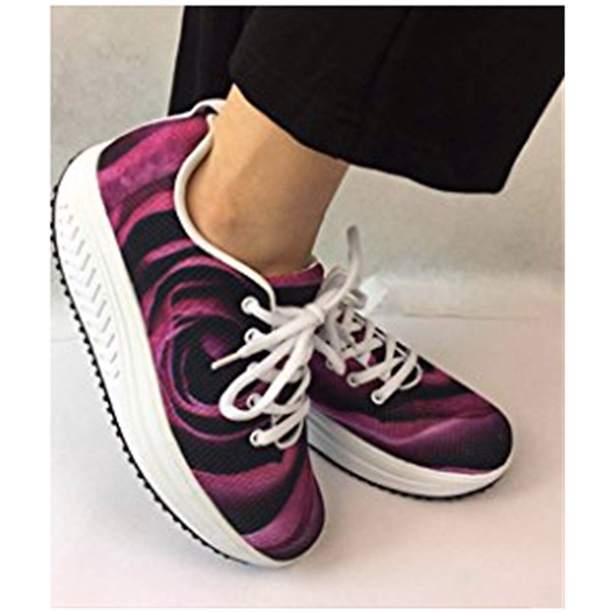 chaqlin Womens Platform Wedge Party Shoes Casual Walking Shoes Breathable Trainers Fitness Sneakers EUR Size 35 Trainers Running Cute Cat Blue