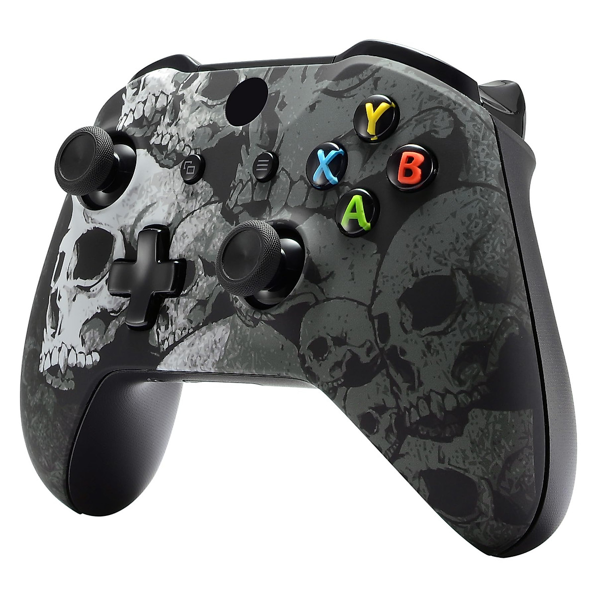 eXtremeRate Lonely Skull Patterned SoftTouch Front Housing Shell for Xbox One S & Xbox One X Controller, Custom Faceplate Cover for Xbox One Wireless Controller Model 1708 - Controller NOT Included