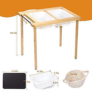 XJJDCB Sensory Table with Bins and Basket, Premium Wooden Sensory Table, Safe and Stable Toddler Sensory Table with Anti-Slip Stickers, Multipurpose Sensory Table for Toddlers 1-3 for Dining, Drawing