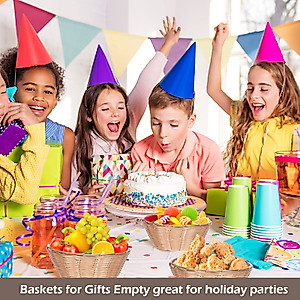 20 Pieces Woven Bread Baskets Plastic Round Basket 7 Inch Small Baskets for Gifts Empty Food Baskets for Serving Brown Food Storage Basket Woven Baskets for Fruits Vegetables Snacks Kitchen Restaurant