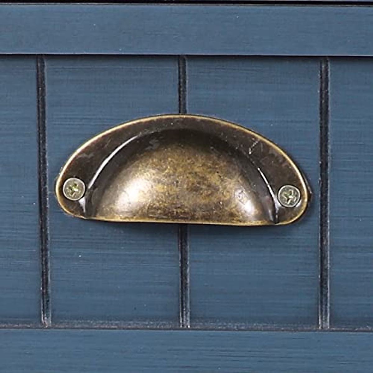 Decor Therapy Bailey Bead Board 4-Drawer Console Table, Antique Navy