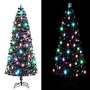 vidaXL Christmas Tree with LEDs Green and White 8 ft Fiber Optic