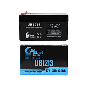 Replacement for Werker WKA12-1.3F Battery - Replacement UB1213 Universal Sealed Lead Acid Battery (12V, 1.3Ah, 1300mAh, F1 Terminal, AGM, SLA) - Includes Two F1 to F2 Terminal Adapters