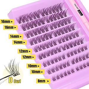 DIY Eyelash Extension Kit Lash Clusters with Lash Glue Bond and Seal Lash Extension Kit Wispy Individual Lashes False Eyelashes