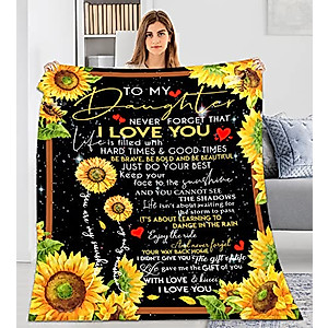 Daughter Gift from Mom Dad Sunflower Blanket to My Daughter Never Forget That I Love You Fleece Blanket Ultra-Soft Micro Light Weight Warm Bed Throw Blanket
