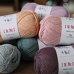 SHIKE Star River,100% Cotton Sparkle Yarn,5 Skeins Soft Shine Fine #2 Sport Weight for Knitting&Crochet,Per Skein 50g/197yds (Dark Green)