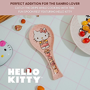 Sanrio Hello Kitty Stacked Snacks Ceramic Spoon Rest Holder | Kitchen Organizer For Utensils To Keep Countertop Clean