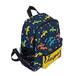 MCHIVER Custom Cars Toddler Backpack for Preschool Personalized Kids School Backpack for Girls Boys Cute Bookbag for Camping Travel