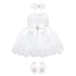 Taffy Baby Girl Christening Baptism Embroidered White Dress Gown 6 Piece Deluxe Set 6-9 Months