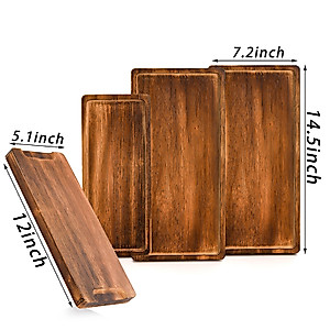 SOUJOY Set of 4 Wood Serving Tray, Oak Platter for Food, 12'', 14.5'' Rectangular Charcuterie Board with Edge for Home Decor, Dessert, Vegetables, Fruit, Appetizer, Cheese Dishes