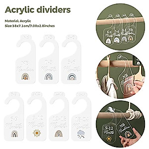 AYFFDIYI Baby Clothes Dividers,7PCS Acrylic Closet dividers Hanger separators,Baby Clothes dividers for Closet from Newborn to 24 Months,Clothes Hanging Organizers