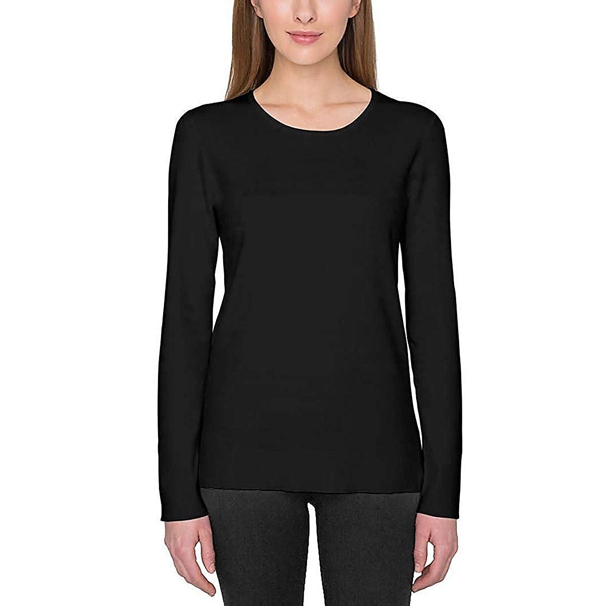 Kirkland Signature Ladies’ Crewneck Sweater (Black, X-Large)
