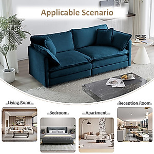 Suheww Comfort Chenille Loveseat Sofa, Modern Love Seat 2-Seater Sofa Cloud Couches for Living Room Bedroom Office Apartment (Blue, Loveseat)