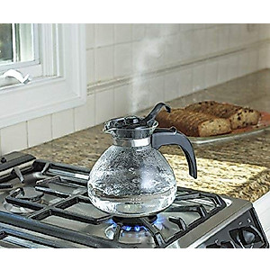 CAFÉ BREW COLLECTION High End Borosilicate Glass Stove Top Whistling Tea Kettle - Best BPA Free Kettle - Best Heat Resistant Glass Tea Kettle - 12 Cup Stovetop Glass Whistling Tea Kettle by Medelco