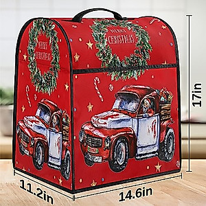 Christmas Wreath Cars Stand Mixer Cover Foldable with Zipper and Handle Dust Cover Compatible With 6-8 Quart Kitchen Mixers Fits All Tilt Head & Bowl Lift Models
