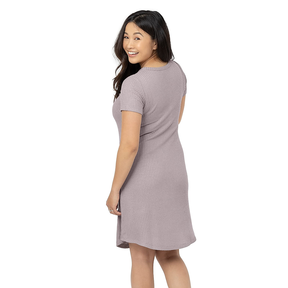 Kindred Bravely Nora Waffle Knit Bamboo Nursing & Maternity Nightgown (Pebble, Small)