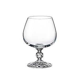 Czech Bohemian Crystal Glass Set of 6 Snifter Glasses 8oz250ml.Vintage Design Sterna Elegant Stem Goblets Cognac Brandy Calvados Whiskey Gift Birthday Wedding Housewarming Anniversaries, Clear