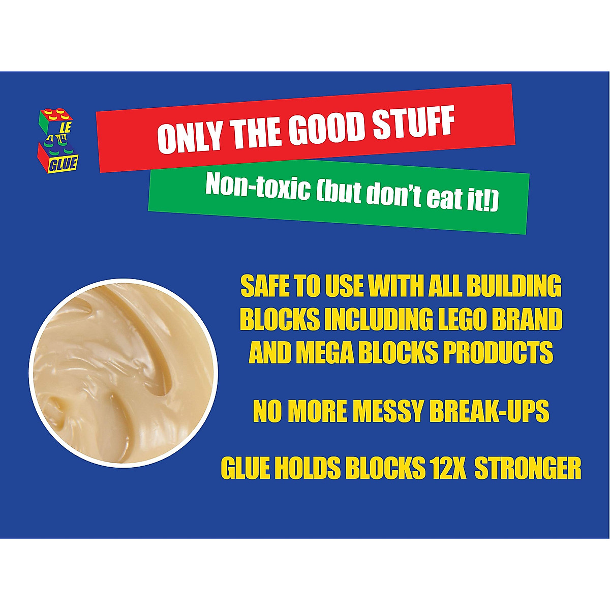 Le Glue Temporary Glue | Non-Permanent Clear Adhesive Glue for Plastic Building Blocks | No Messy Break-Ups | Non-Toxic Model Glue Formula | Seen on Shark Tank, Created for Kids, by a Kid
