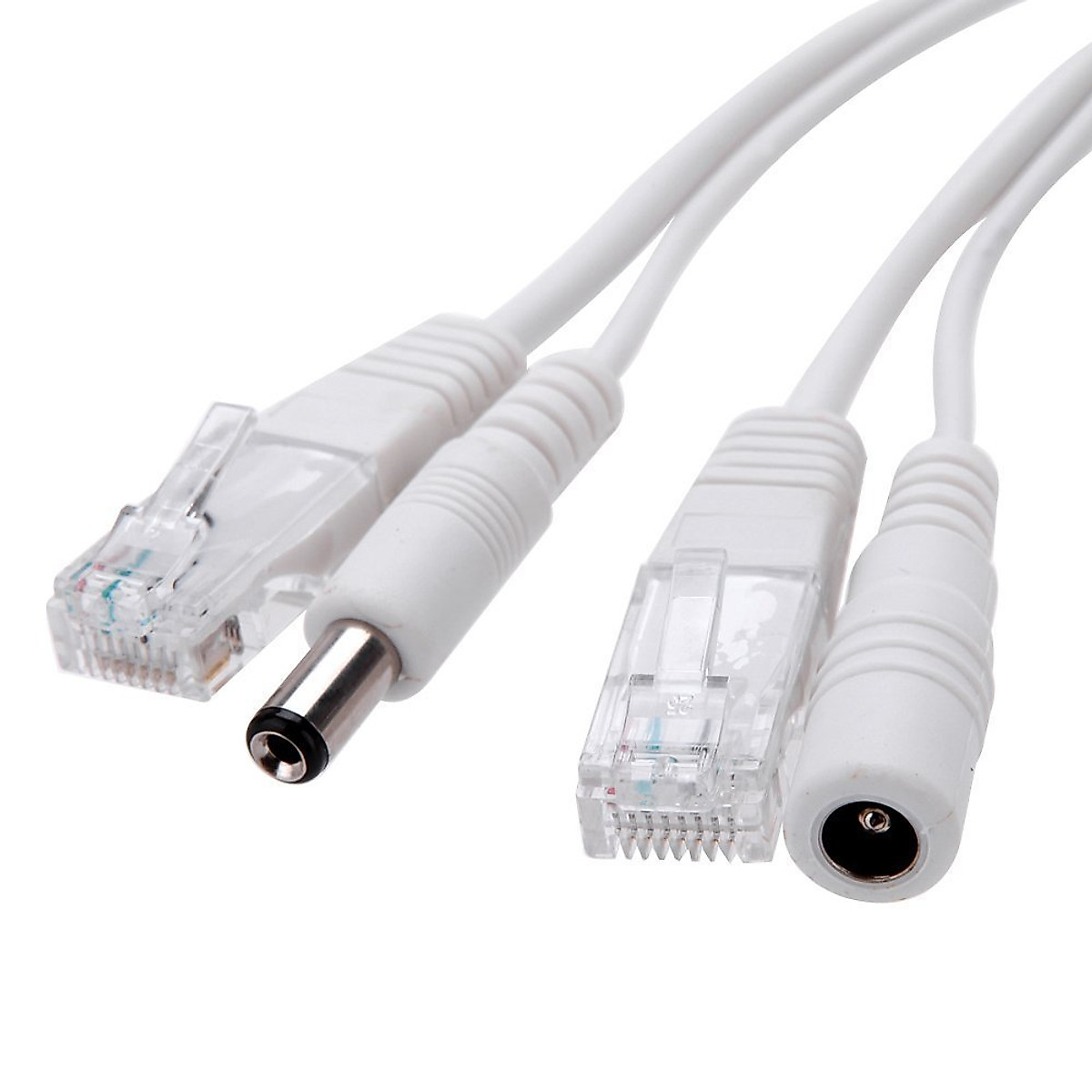 OdiySurveil 5Pairs Passive PoE Injector and Splitter Kits with 5.5x2.1mm DC Connector RJ45 Power Over Ethernet (White)