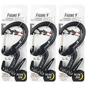 Nite Ize Figure 9 Carabiner Large Rope Tightener Aluminum Tie Down Tool (3-Pack)