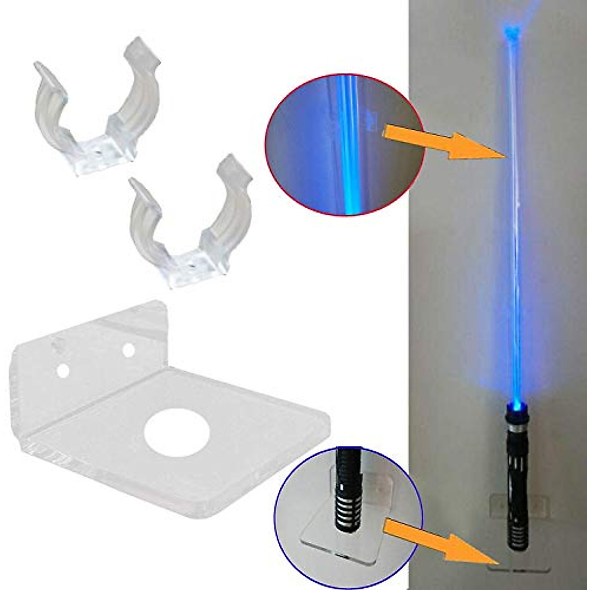 Pmsanzay Clear Light Saber Wall Mount Wall Rack Wall Holder Wall Display Rack - Easy to Install - Gives That Floating Effect - Used in Both Commercial and Residential Settings. - No Lightsaber