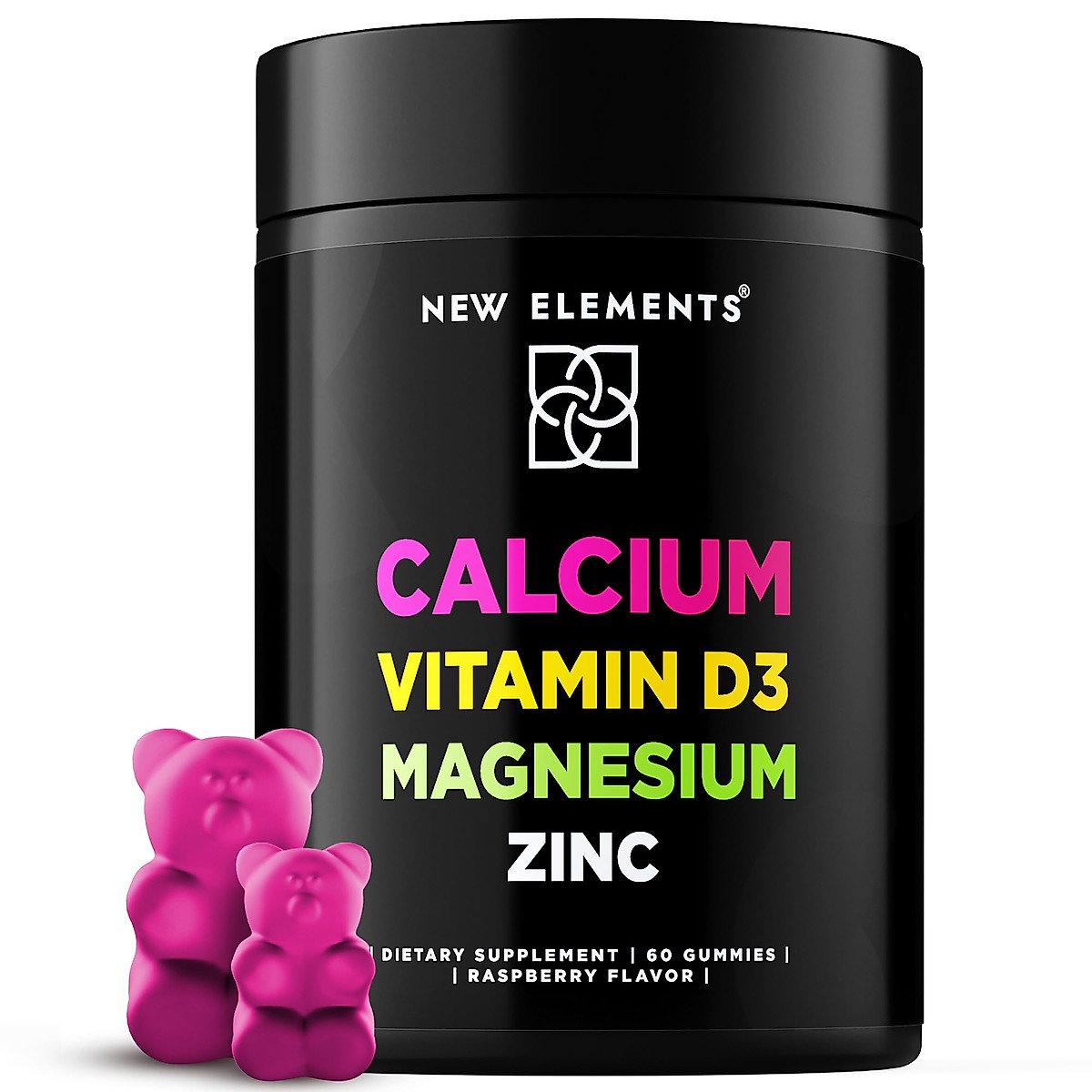 New Elements Calcium Gummies with Vitamin D3, Magnesium, and Zinc - 60 Count